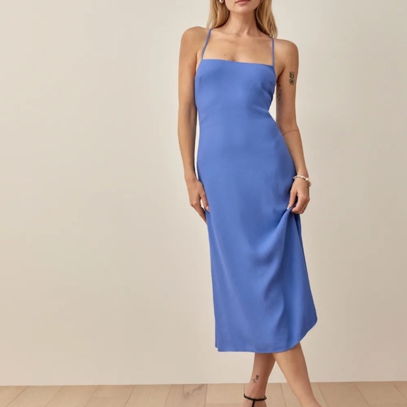 Reformation | Dresses | Reformation Dover Blue Midi Dress In Dusk ...